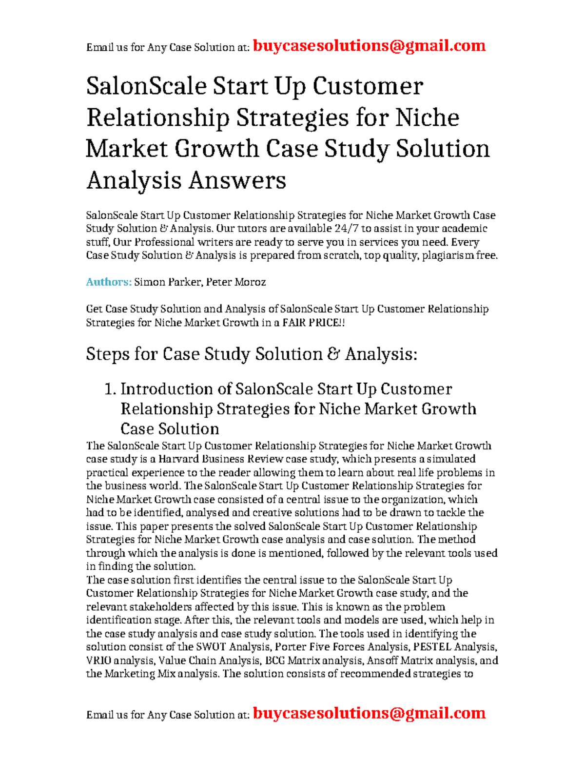 Case Solution SalonScale Start Up Customer Relationship Strategies for ...