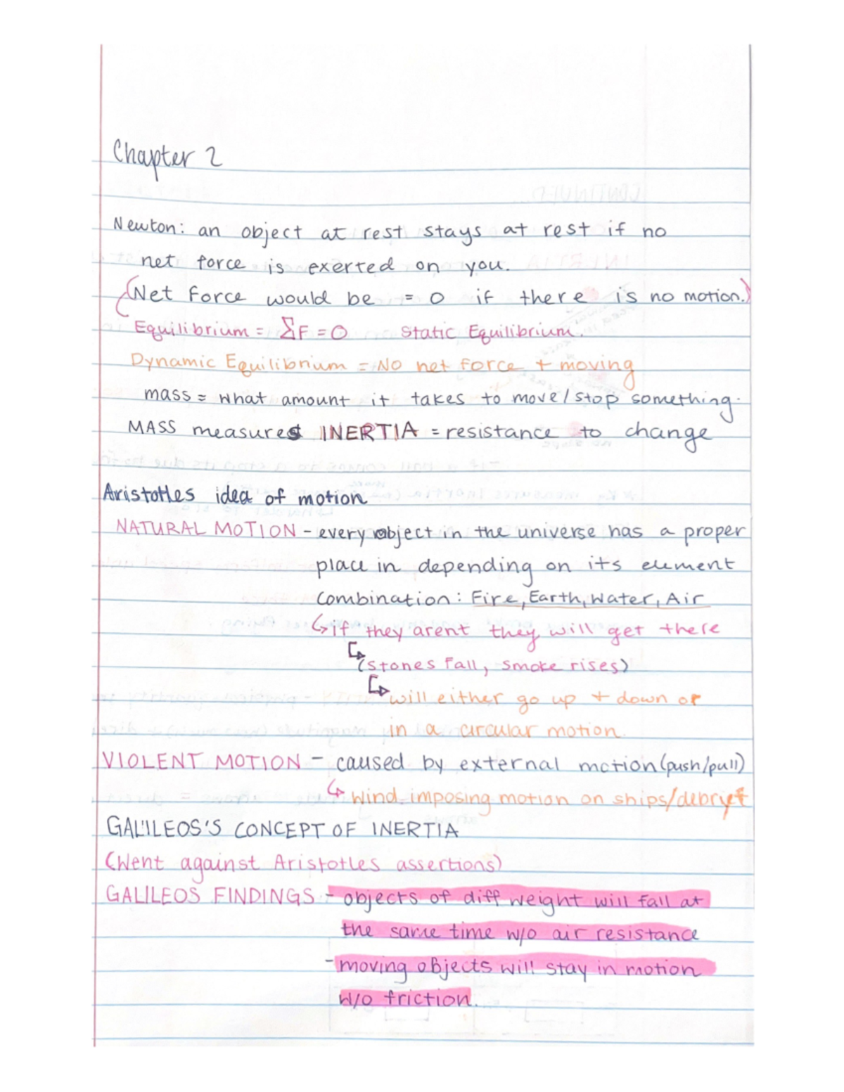Chapter 2 Notes - PHY 1025 - Studocu