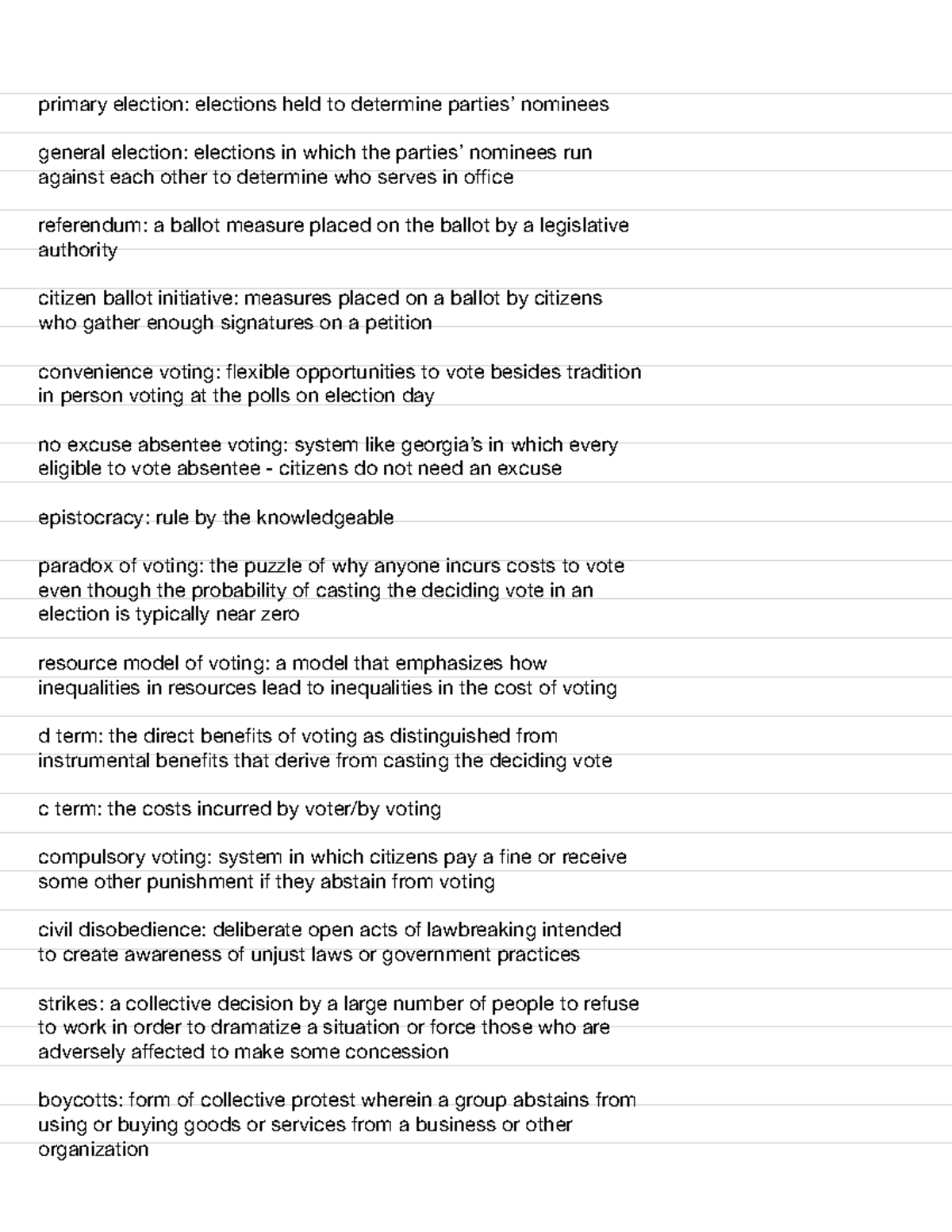 Chapter 7 terminology - primary election: elections held to determine ...