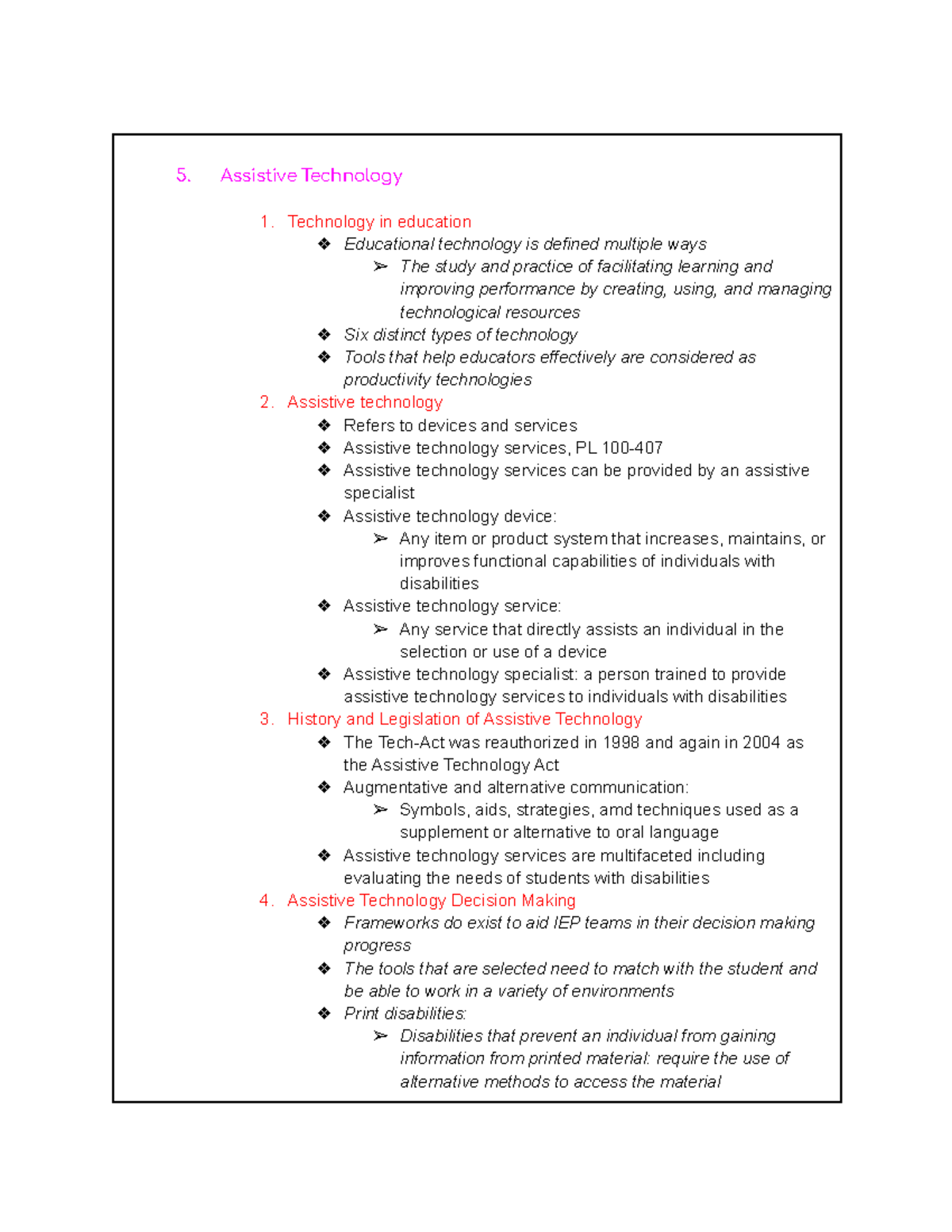 Outline 5 - Assistive Technology Technology in education Educational ...