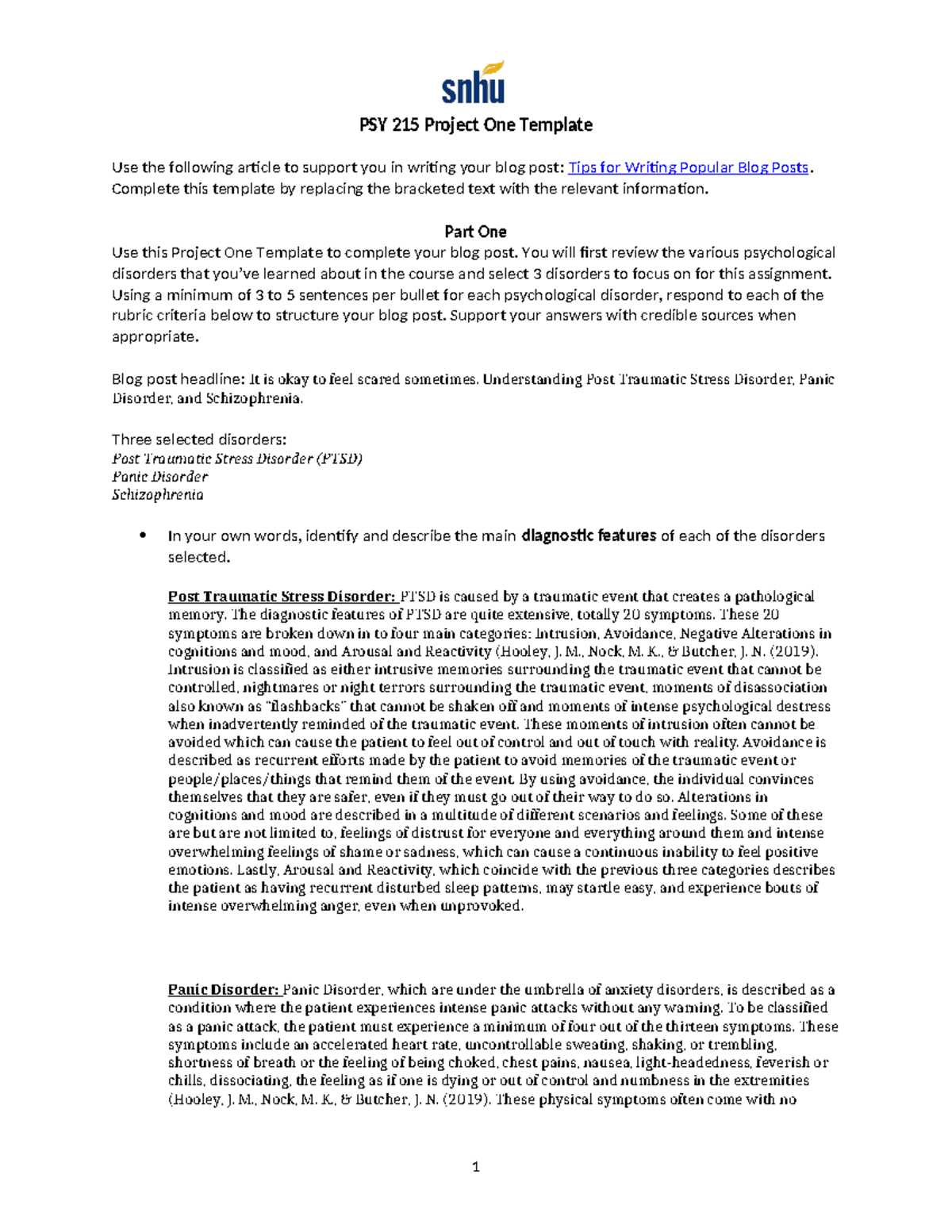 PSY 215 Project One Completed - PSY 215 Project One Template Use the ...