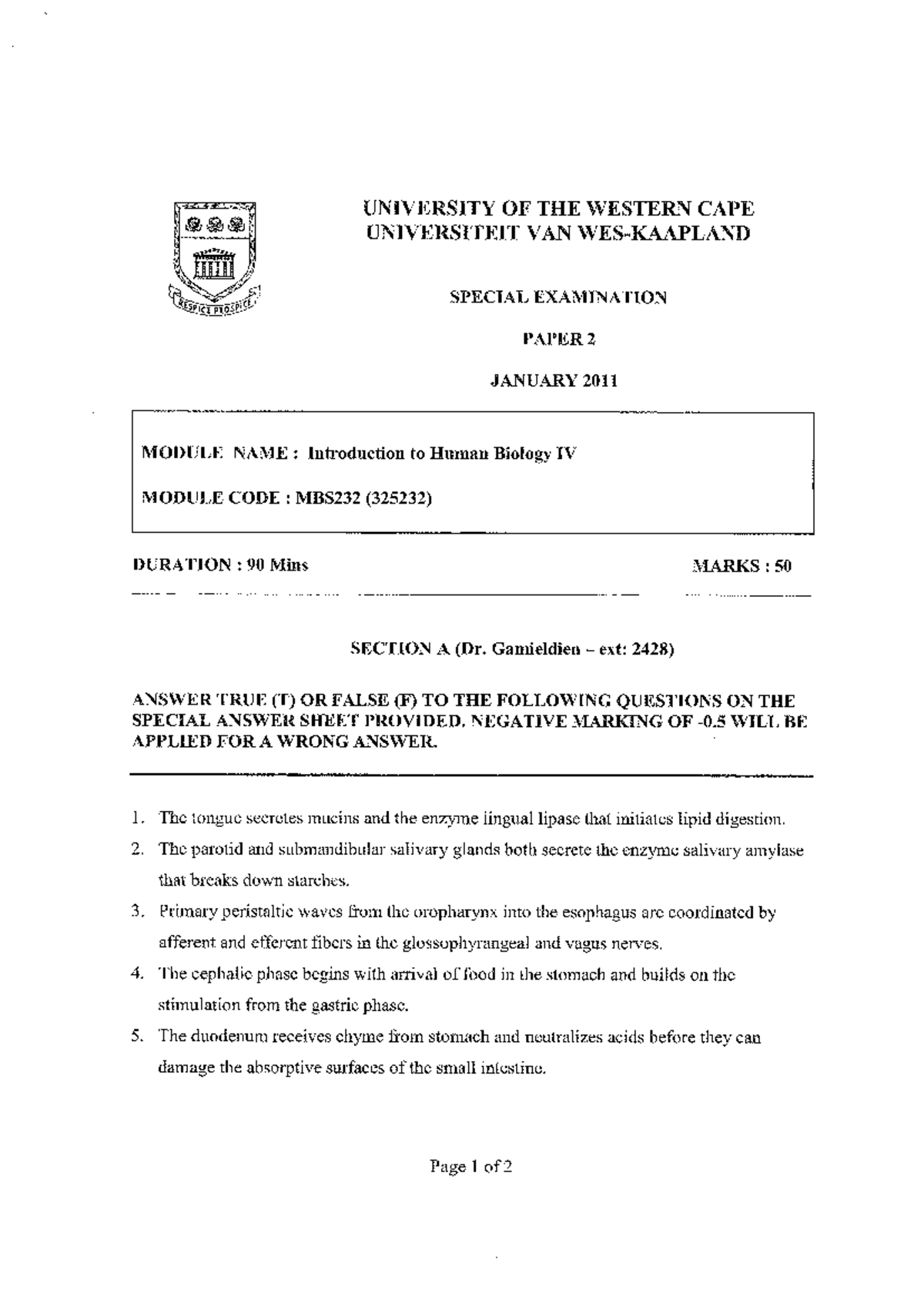 325232 2011 01 sp p2 - past question papers - MBS232 - Studocu