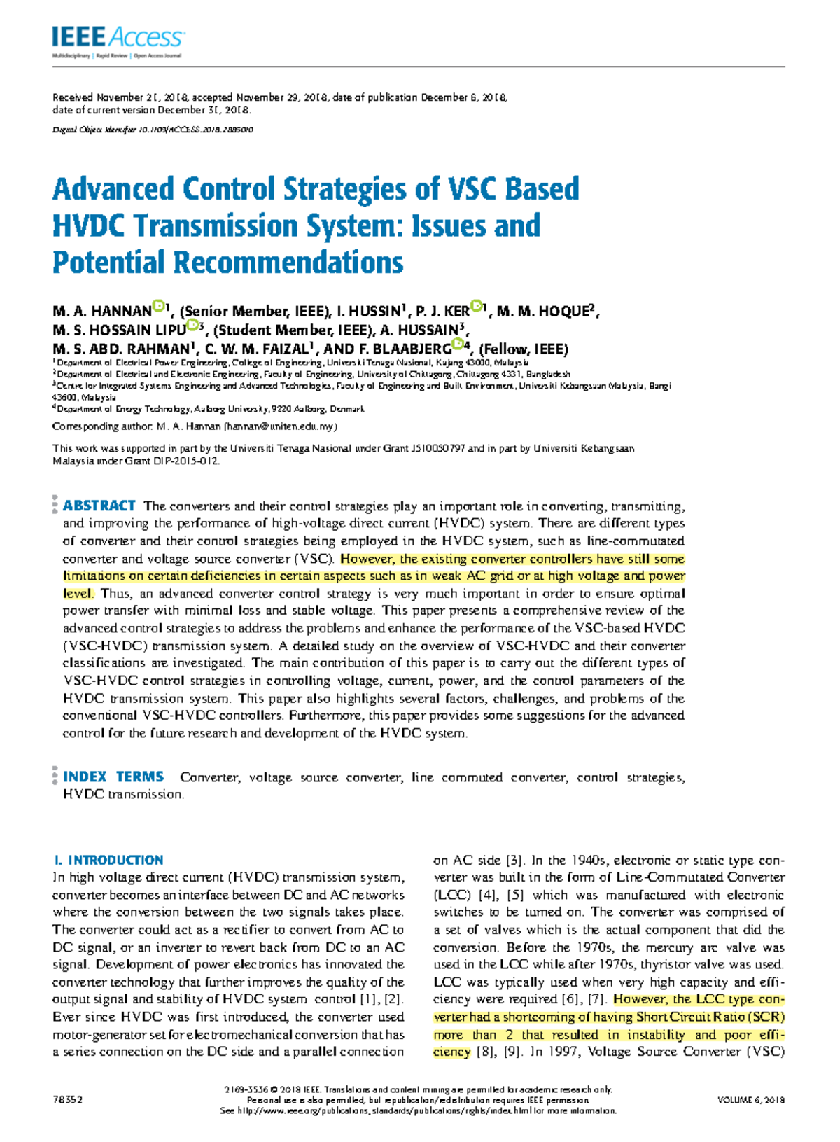 Advanced Control Strategies of VSC Based HVDC - Received November 21 ...
