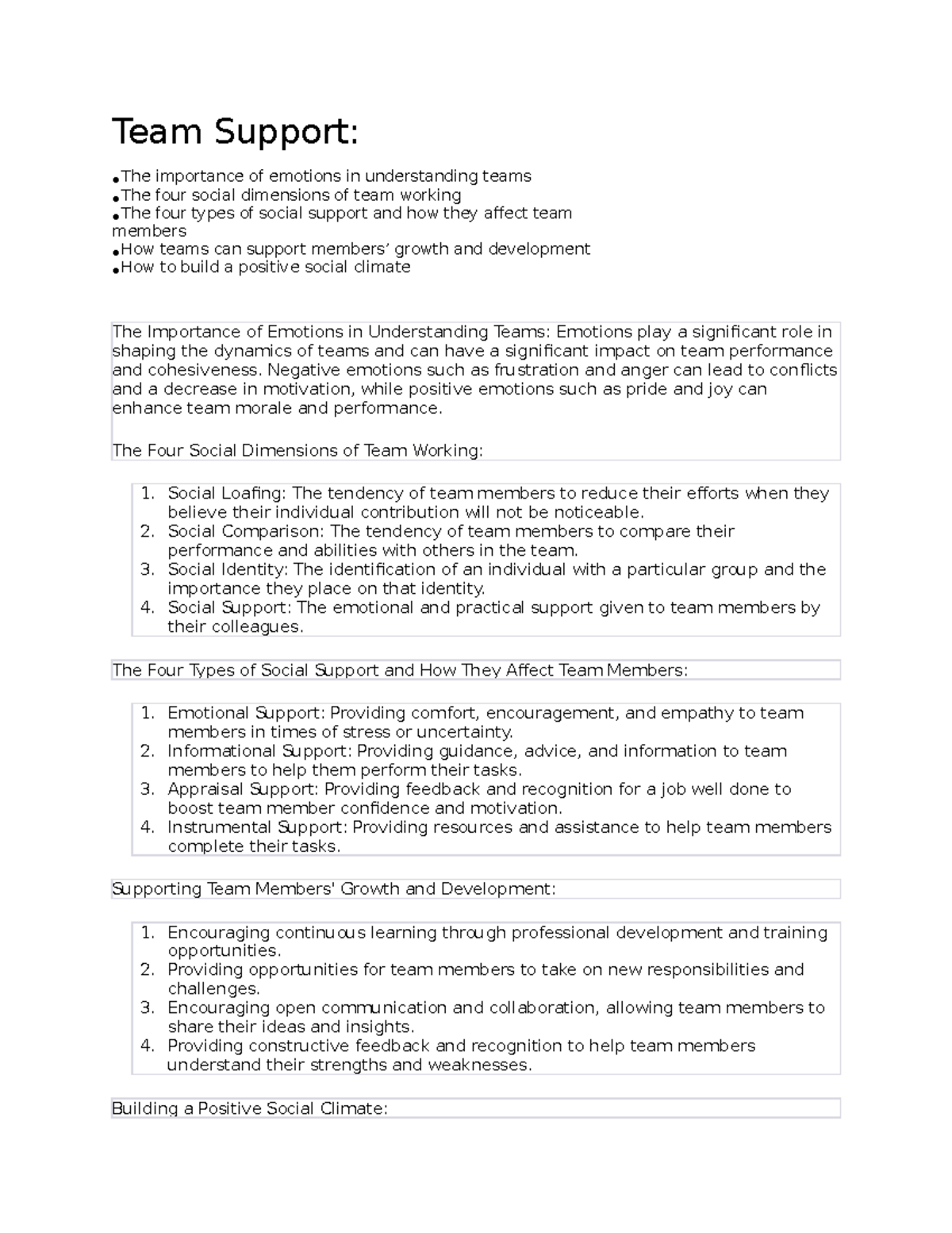 Orgb 3770 Creative Team Support - Team Support: The importance of ...