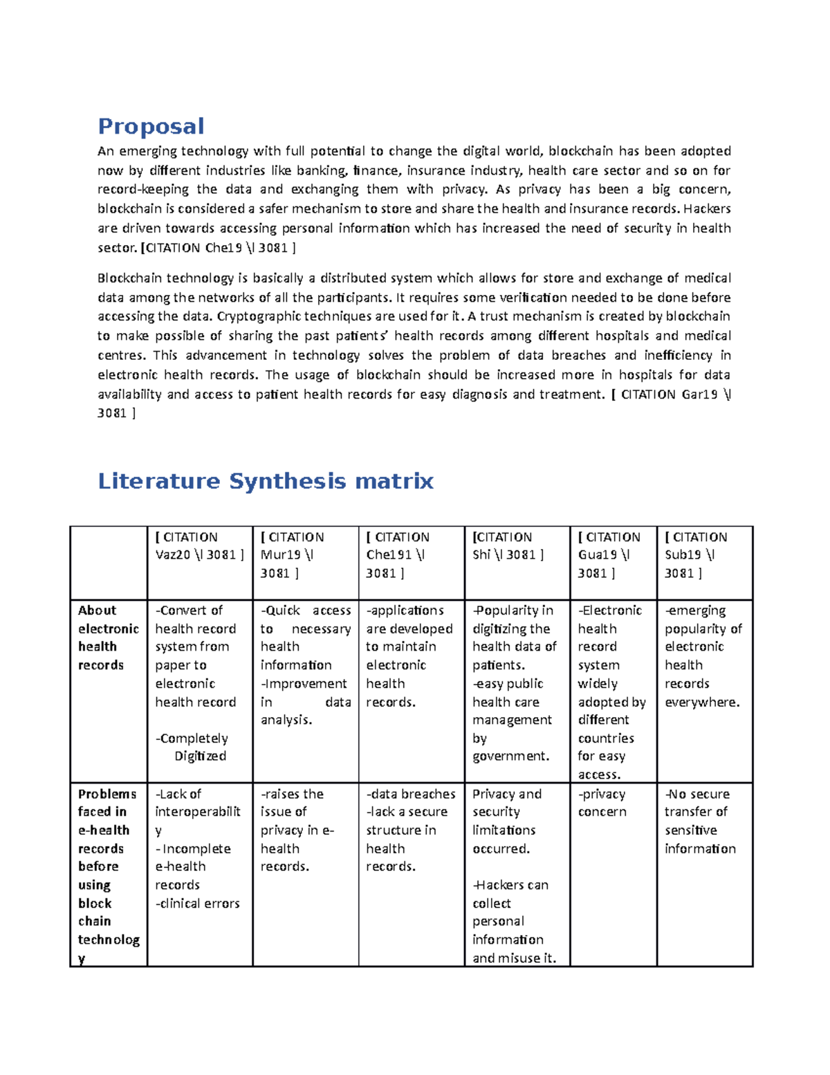 Litreature Syntheoiss matrix - Proposal An emerging technology with ...