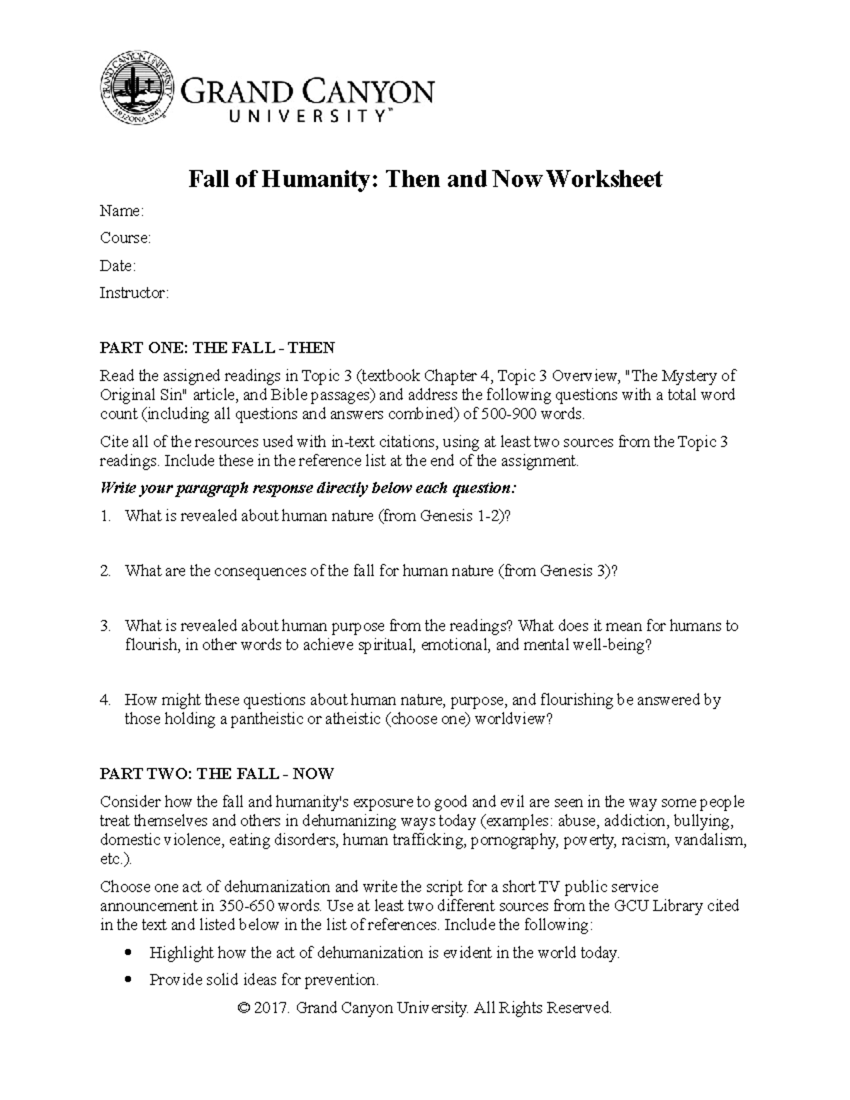 CWV 101 301 RS T3Fall Of Humanity Worksheet Online - Fall of Humanity ...