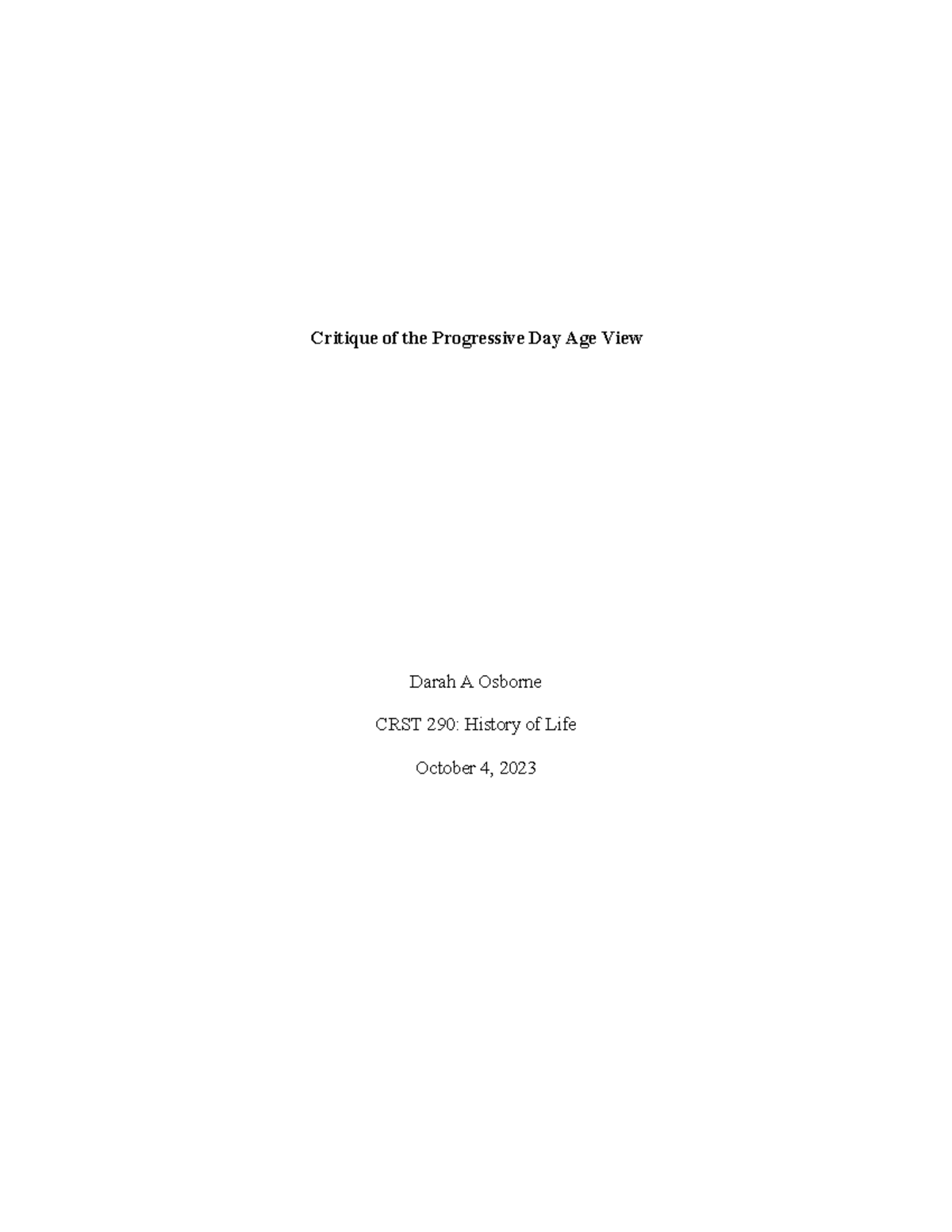 Critique of the Progressive Day Age View - PDAC emphasizes the ...