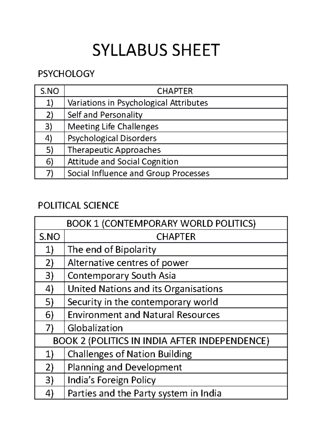 Syllabus Sheet - Gives an overview about the course - SYLLABUS SHEET ...