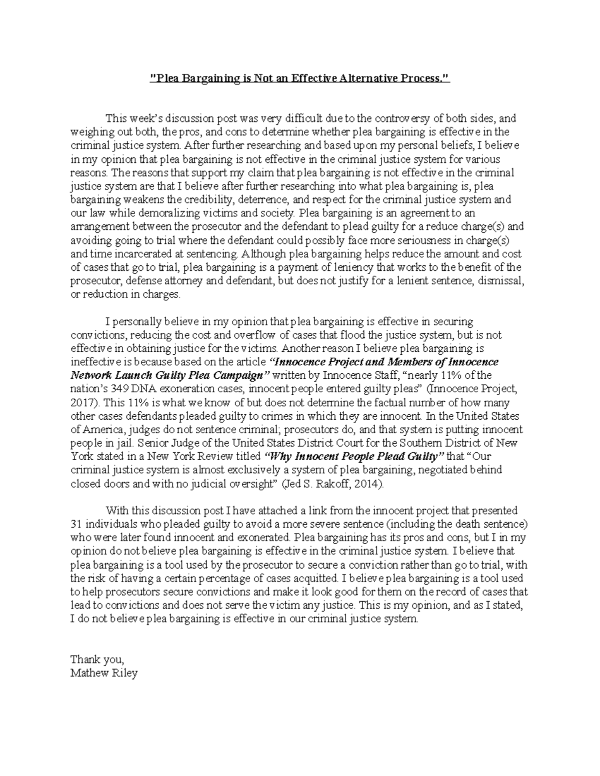 CJ 207 Module 4 Discussion Post - CJ 120 T5209 - SNHU - Studocu