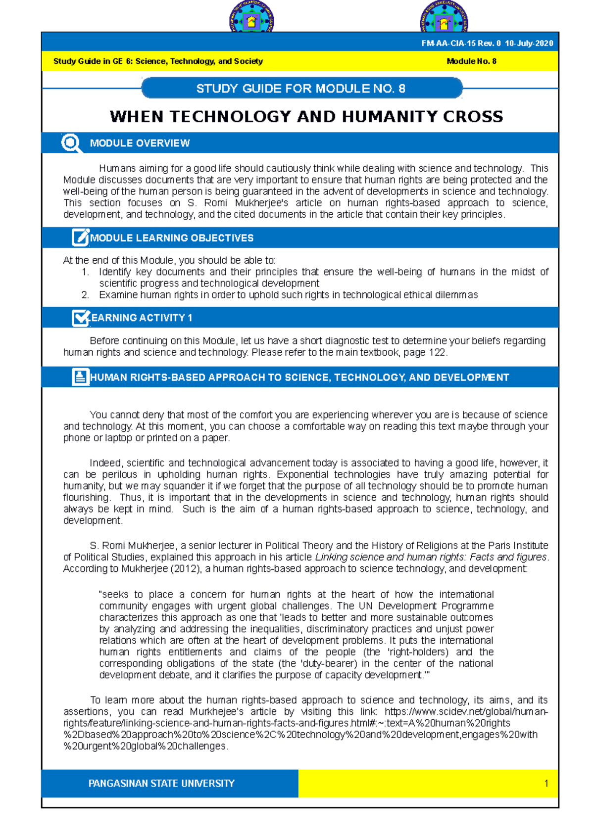 Study- Guide-8 (Science, Technology and Society) - WHEN TECHNOLOGY AND ...