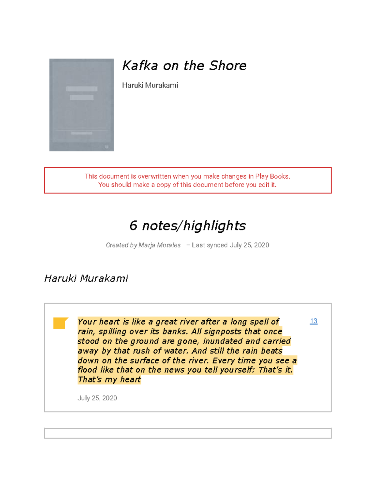 Notes from "Kafka on the Shore" - Kafka on the Shore Haruki Murakami ...