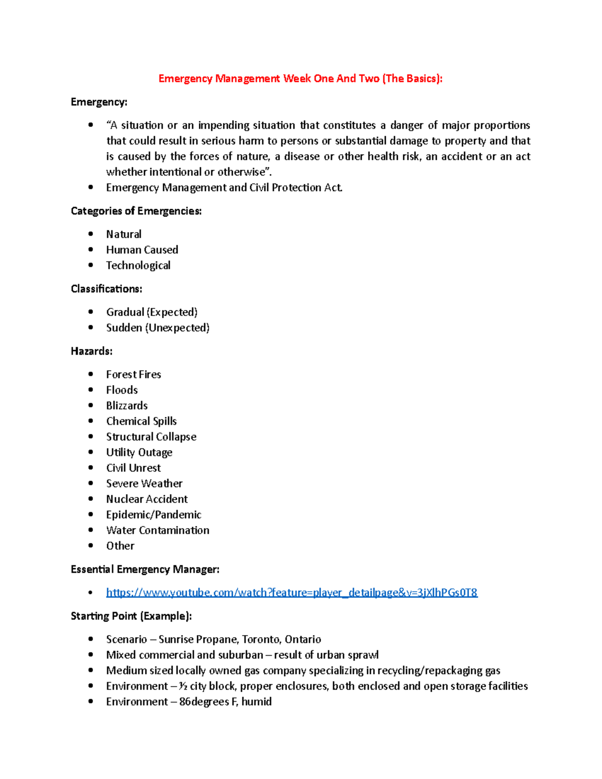 Emergency Management Lesson 1 + 2 - Emergency Management Week One And ...