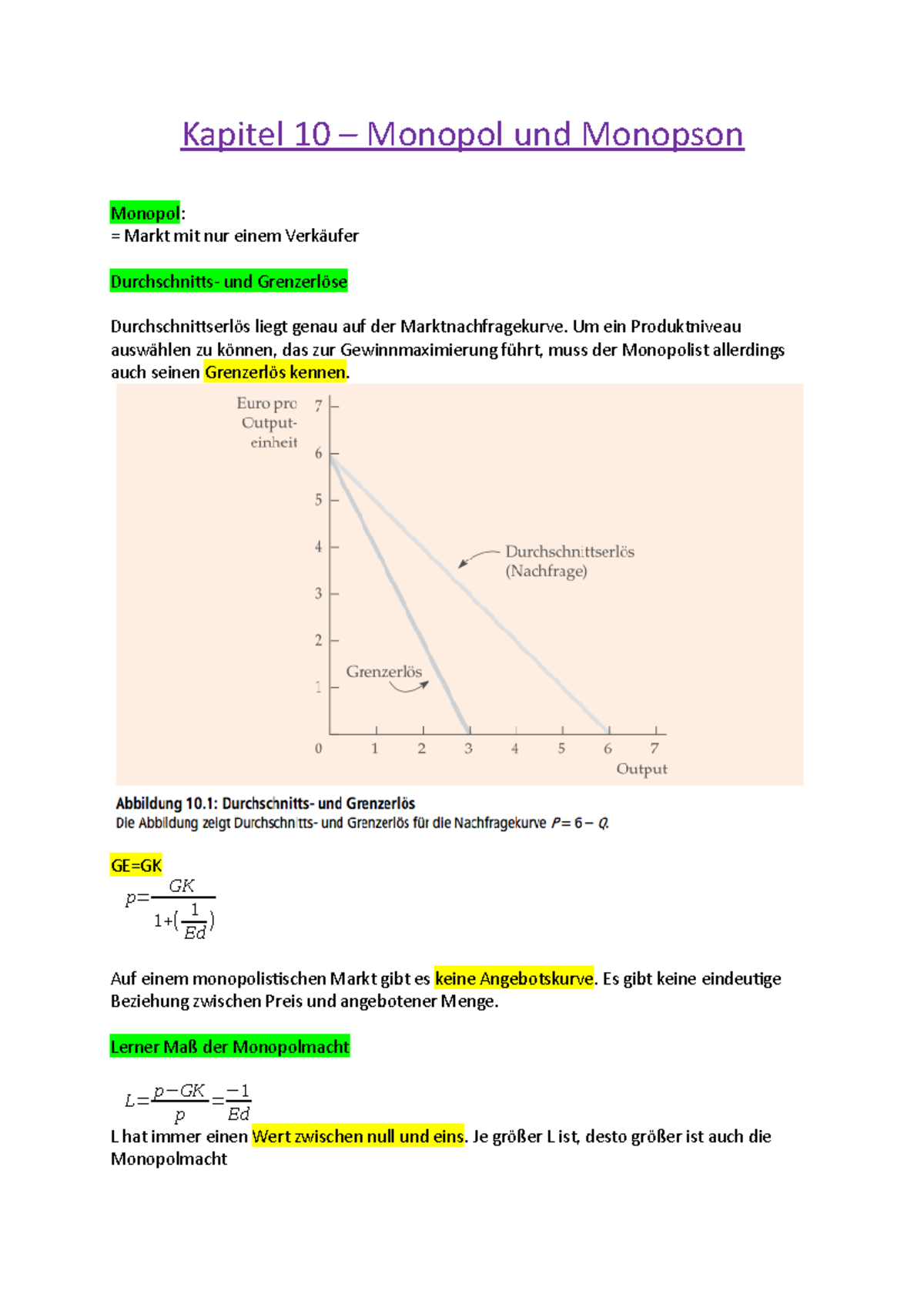 Kapitel 10 – Monopol und Monospon - Kapitel 10 – Monopol und Monopson ...