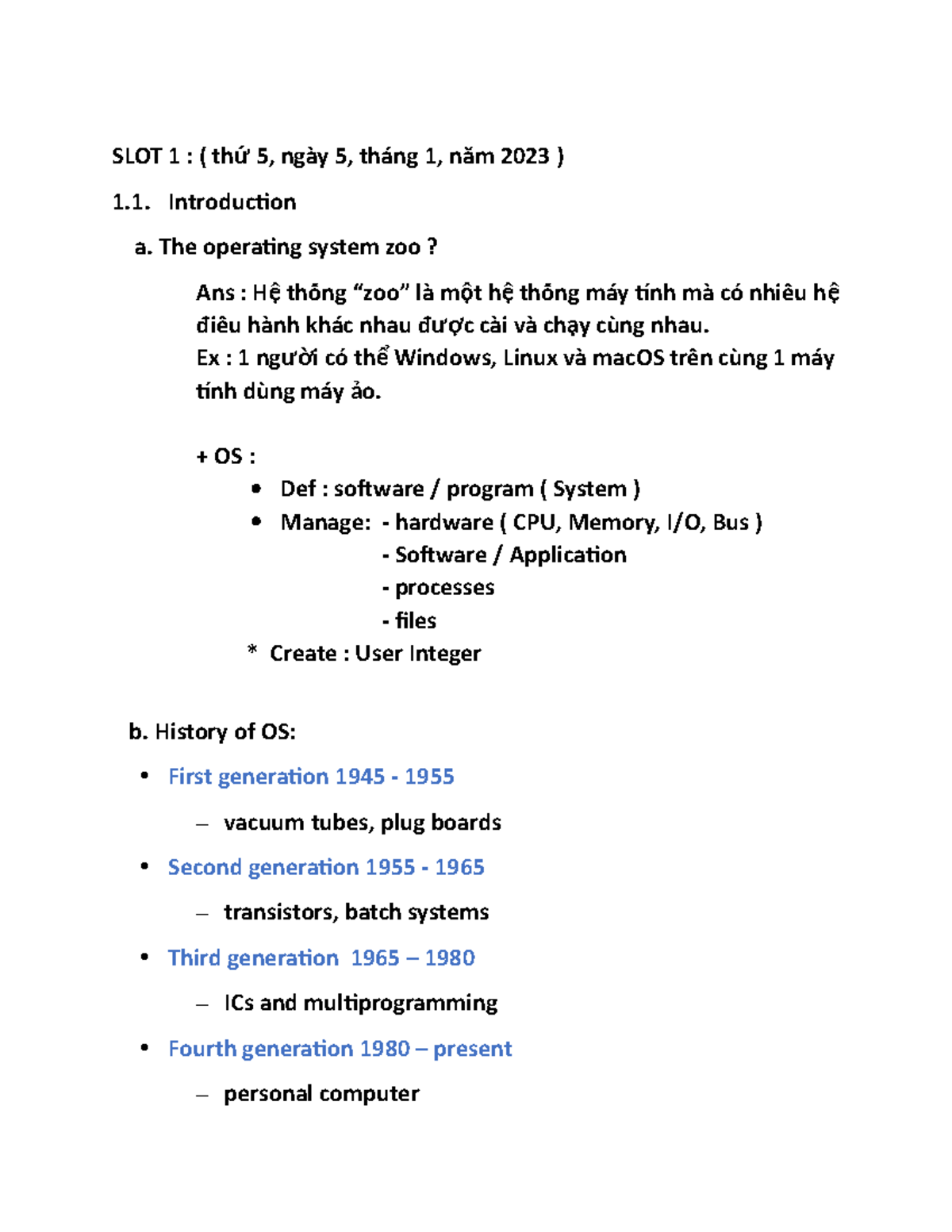 OSG202 - note - SLOT 1 : ( th ứ5, ngày 5, tháng 1, năm 2023 ...