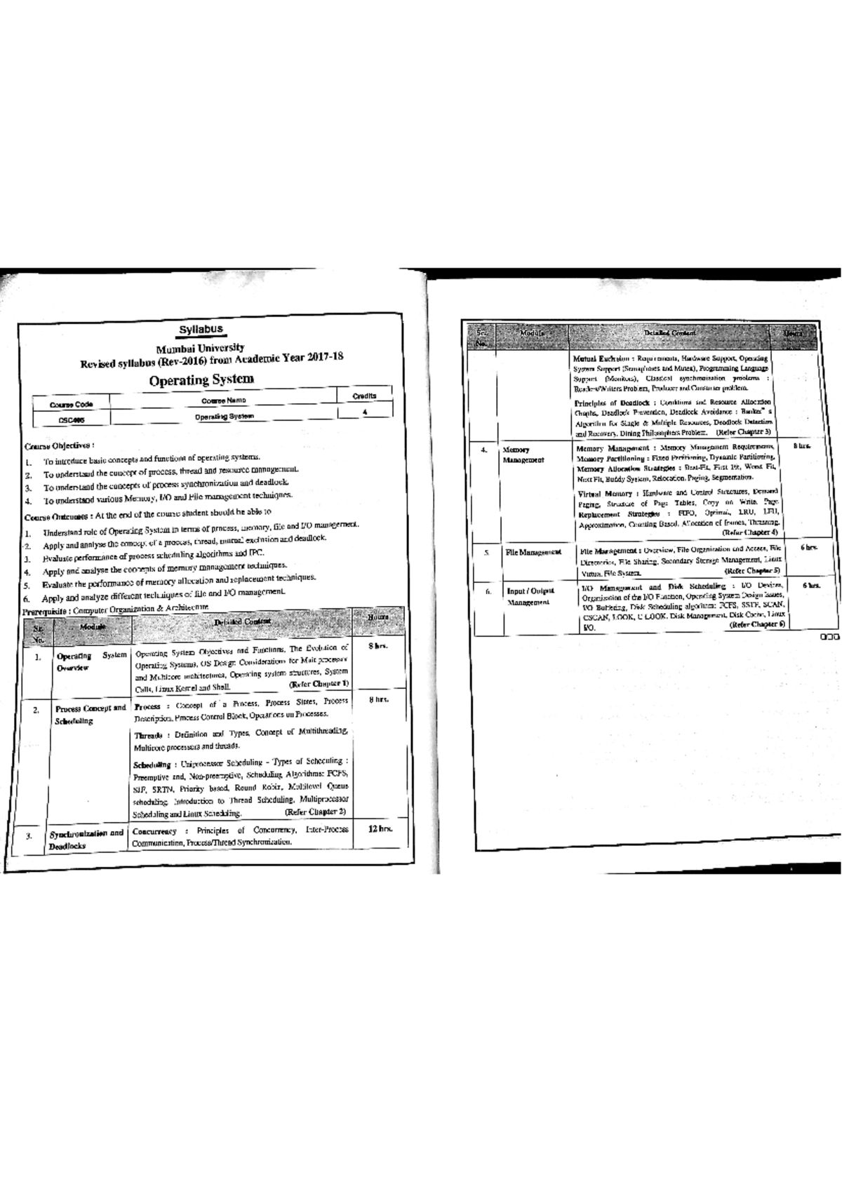 OS Techmax - Syllabus Mumbai University Revised syllabus from Academic Year d : . Mutual Requi ...