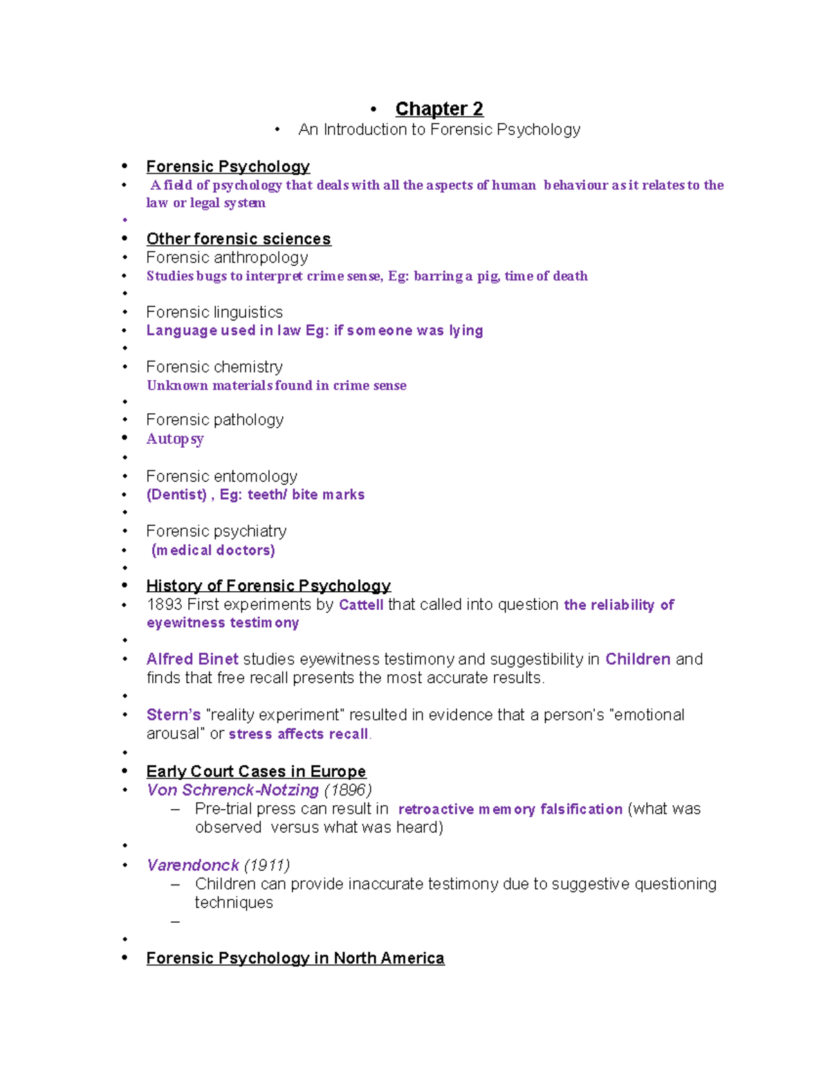 Chapter+2+notes+student - • Chapter 2 • An Introduction to Forensic ...