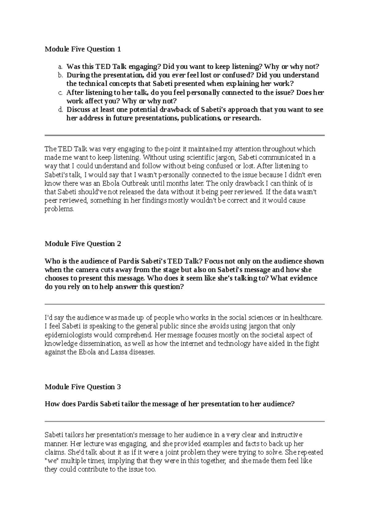 5-3 Module Five Short Responses - Module Five Question 1 a. Was this ...