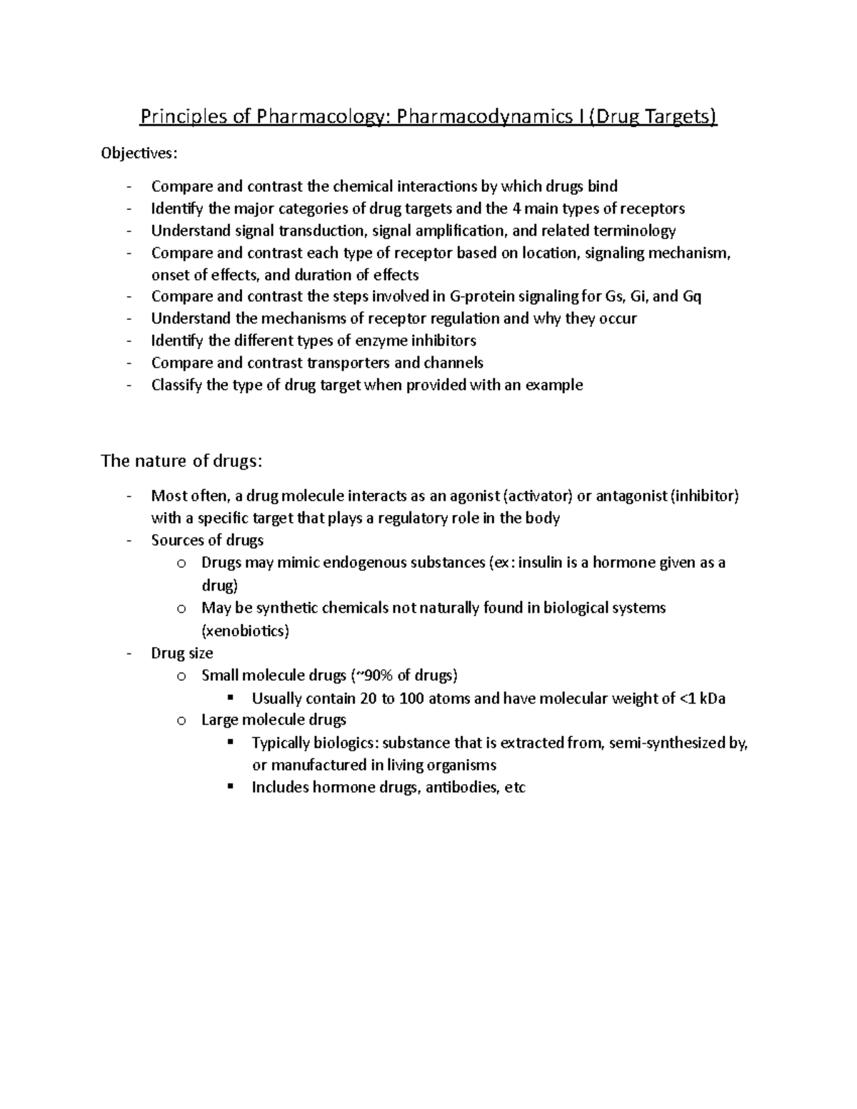 Pharmacodynamics - Lecture notes Second one - Principles of ...