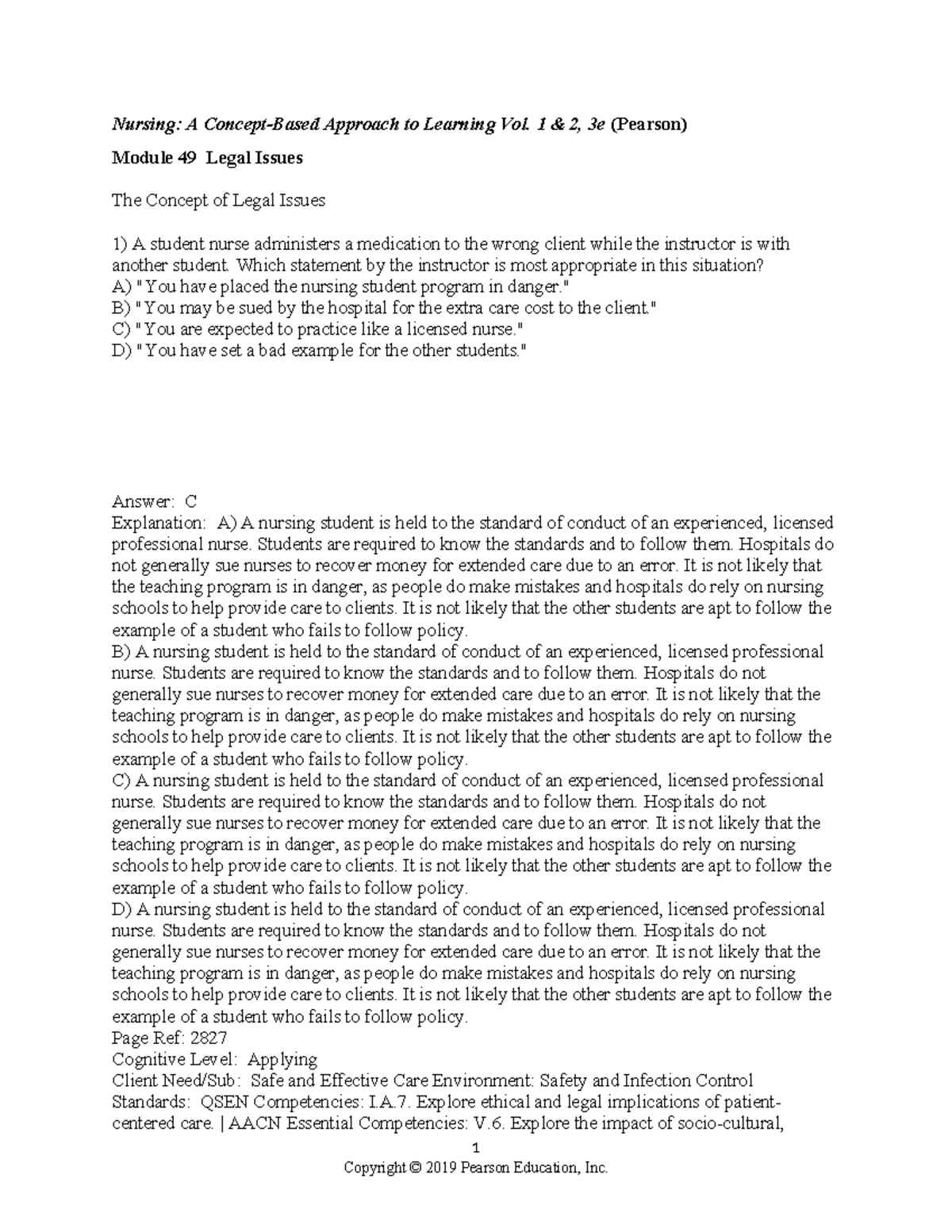 Legal Issues Module 49 - Nursing: A Concept-Based Approach to Learning ...