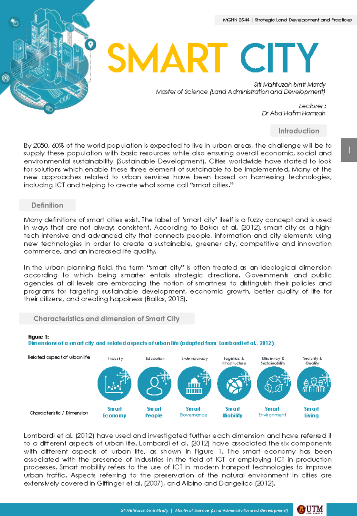 Assignment on Smart City pdf - MGHN 2544 | Strategic Land Development ...
