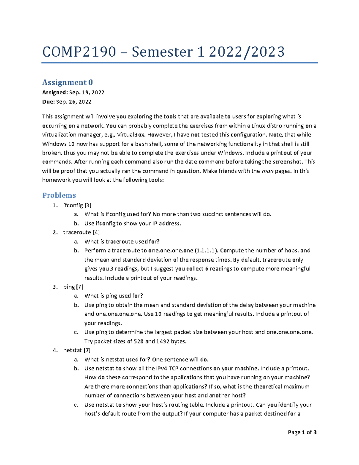 Lab0 - First assignment - Page 1 of 3 COMP2190 – Semester 1 2022/ 2023 ...