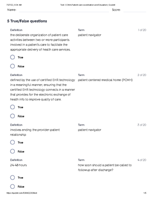 Test CCMA- Medical Law and Ethics Review Quizlet - Name: Score: 20 ...