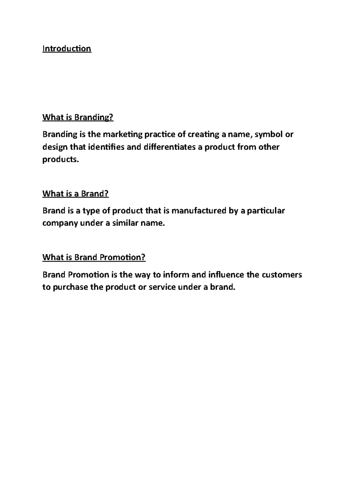 Assignment 1 - qqq - Introduction What is Branding? Branding is the ...