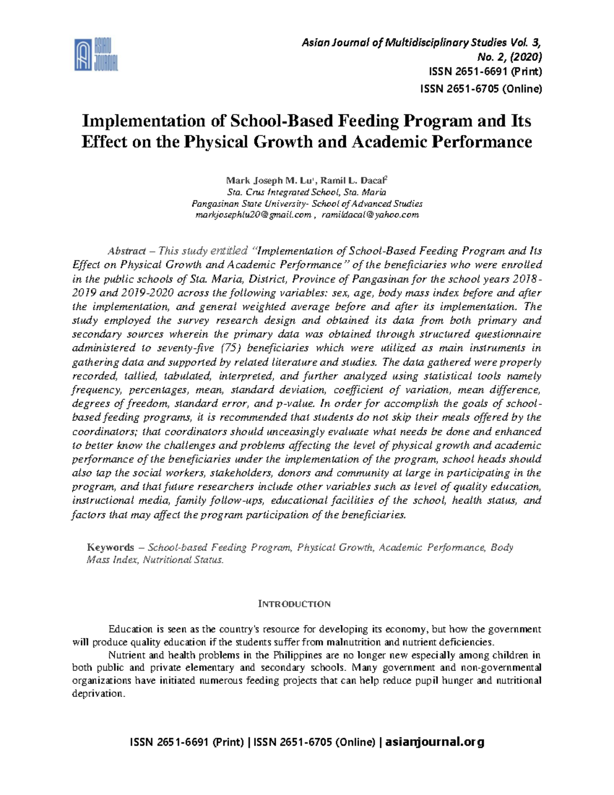 300-Article Text-822-1-10-202012 05 - No. 2, (2020) ISSN 2651-6691 ...