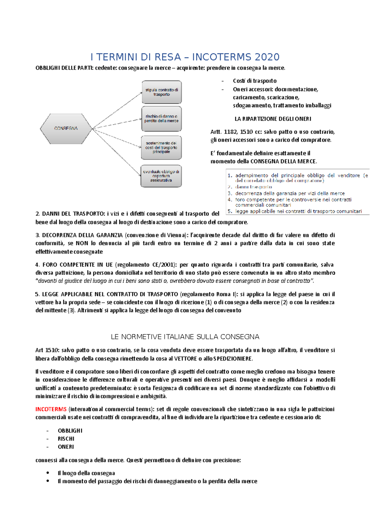 6 I Termini DI RESA - Riassunto Economia aziendale - I TERMINI DI RESA ...