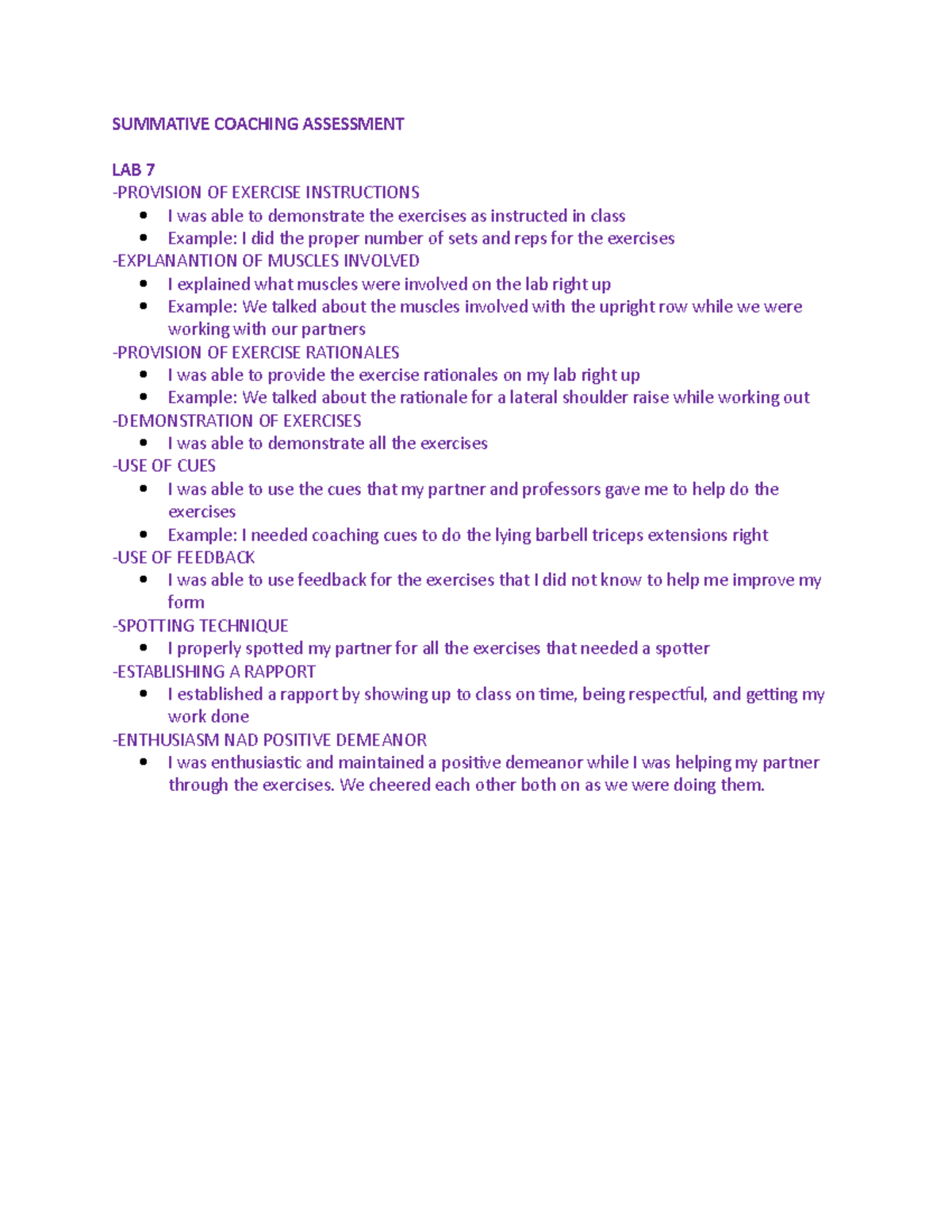 Summative Coaching Assessment - SUMMATIVE COACHING ASSESSMENT LAB 7 ...