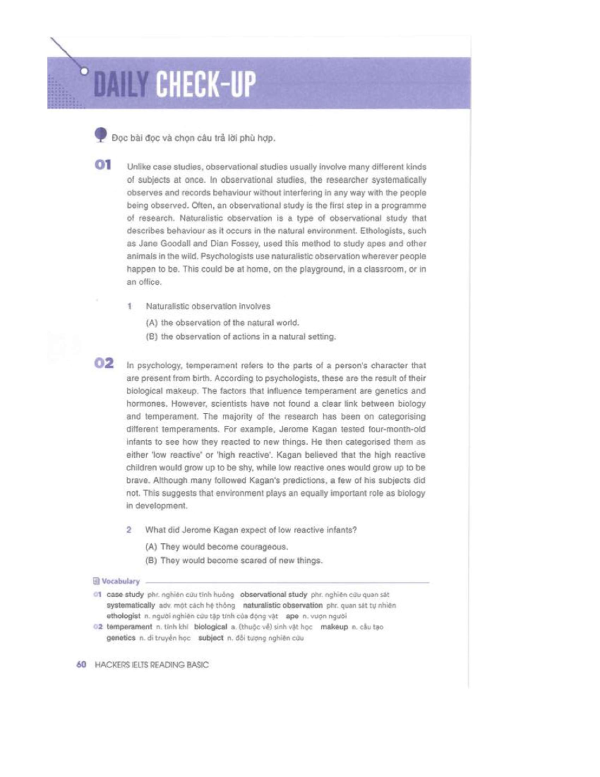 Ielts Hacker Reading Basics MCQs - Anh Văn 5 - Studocu