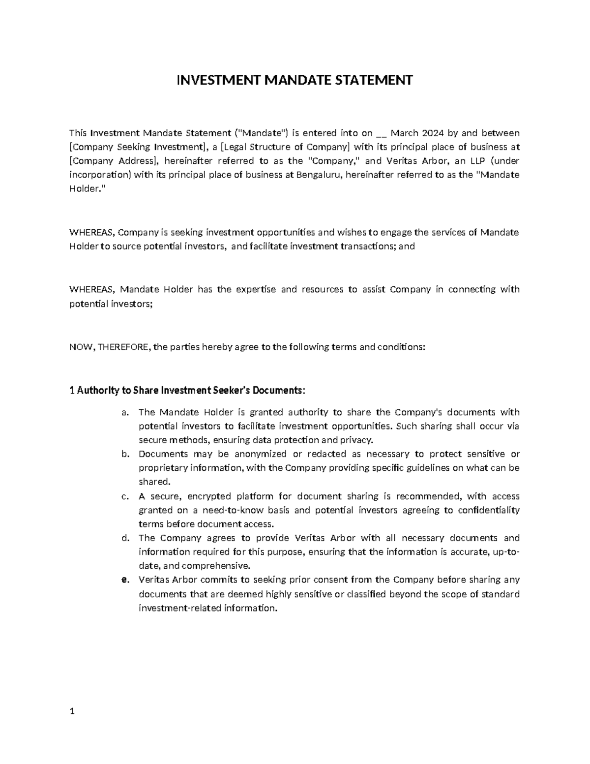 Kepl mandate v3 - INVESTMENT MANDATE STATEMENT This Investment Mandate ...