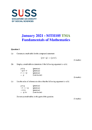 2020 MTH105 CMA01 Quiz Solutions - 2020 MTH105 Fundamentals of ...