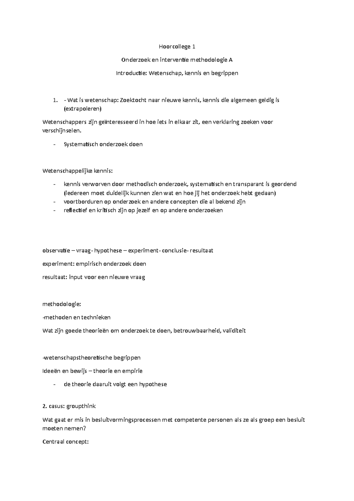 OIMA hoorcollege 1 - Hoorcollege 1 Onderzoek en interventie ...