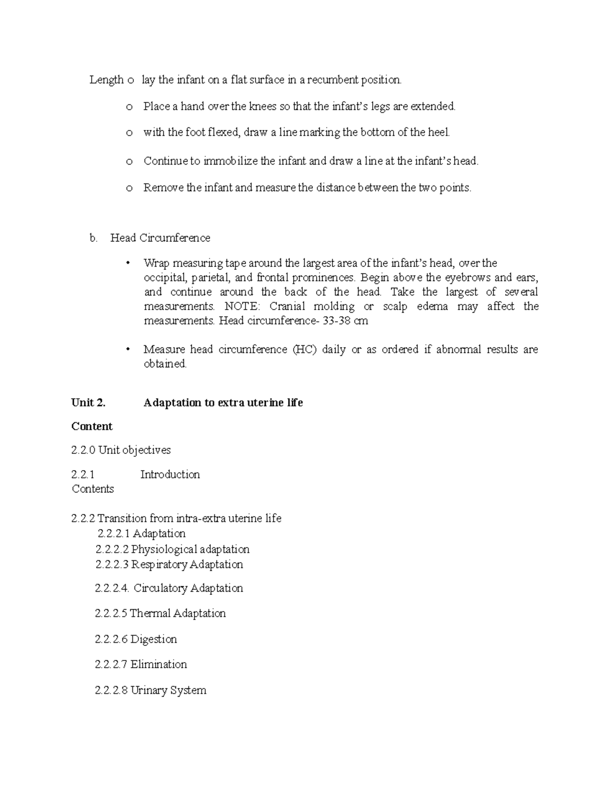 Length o lay the infant on a flat surface in a recumbent position - o ...