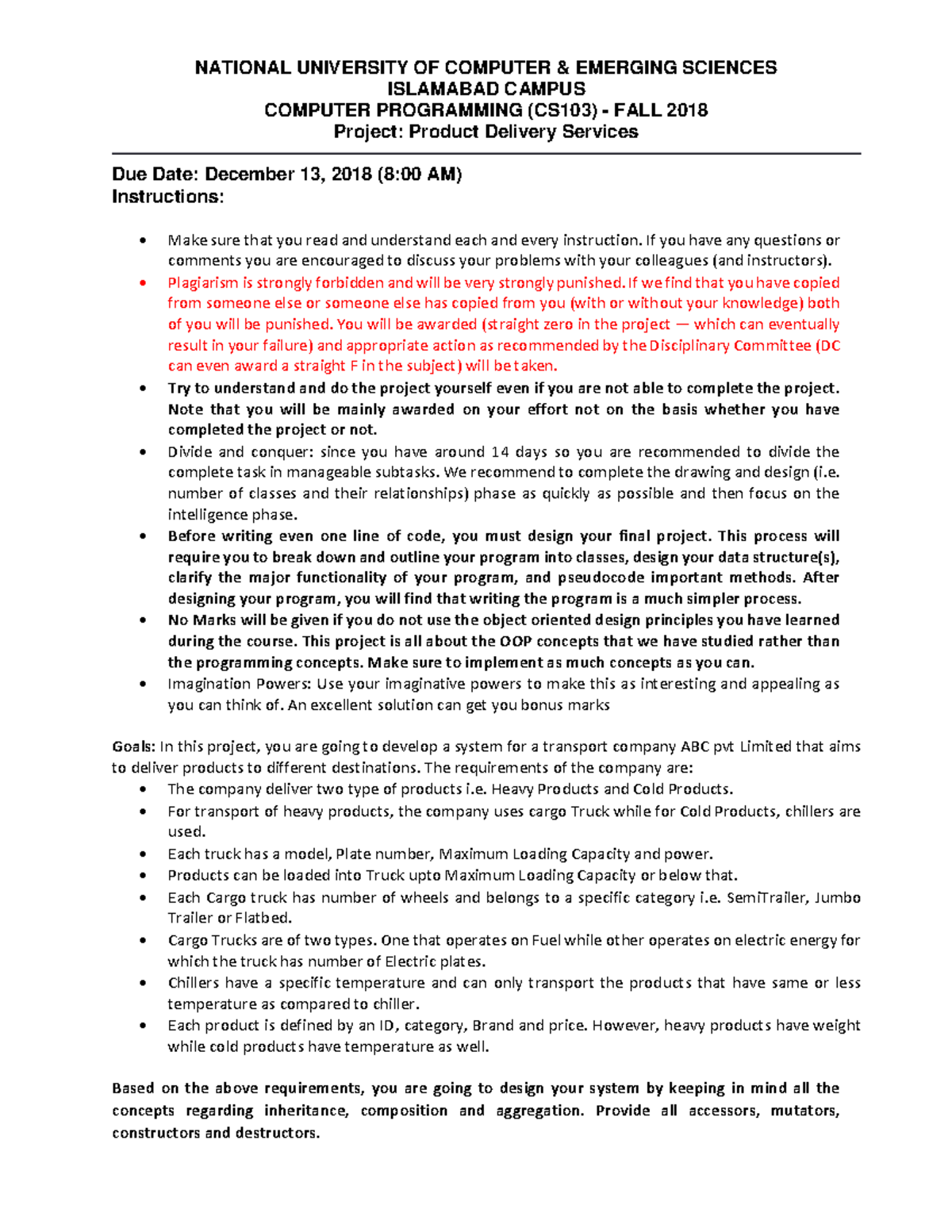 Project - NATIONAL UNIVERSITY OF COMPUTER & EMERGING SCIENCES ISLAMABAD CAMPUS COMPUTER - Studocu