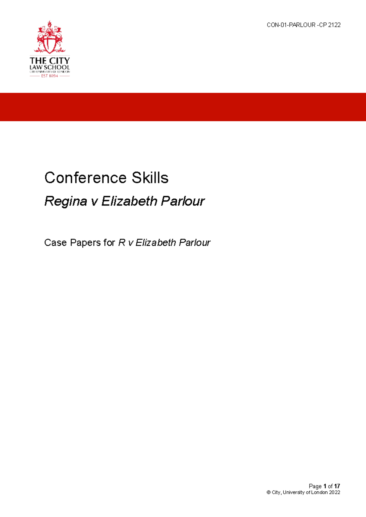 BVS Parlour Case Papers 21-22 - CON-01-PARLOUR -CP 2122 Conference ...