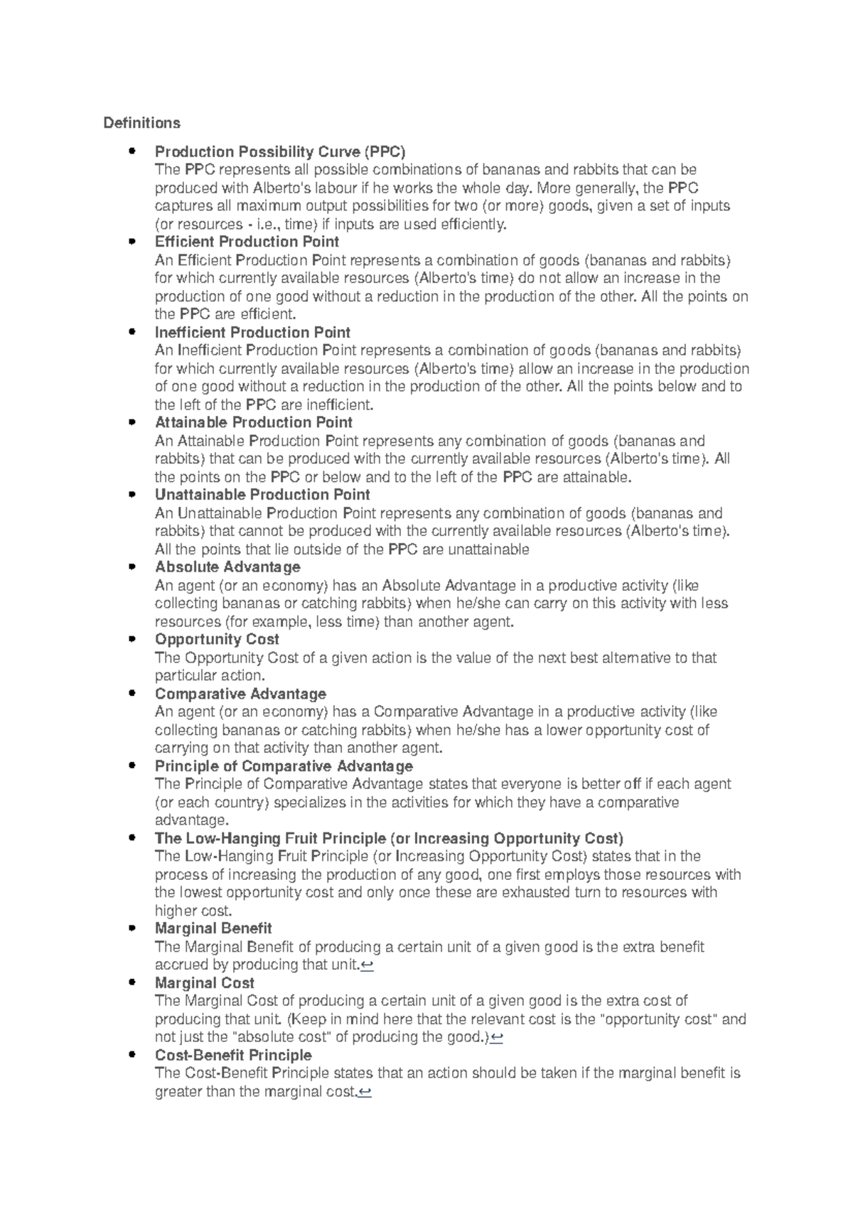 Definitions - Lecture notes 1 - Definitions Production Possibility ...