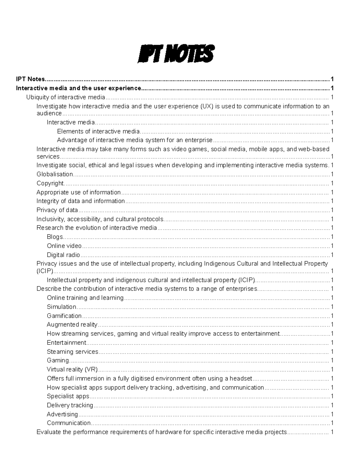 IPT Notes - hey OI OIO IOI - IPT Notes IPT - Studocu