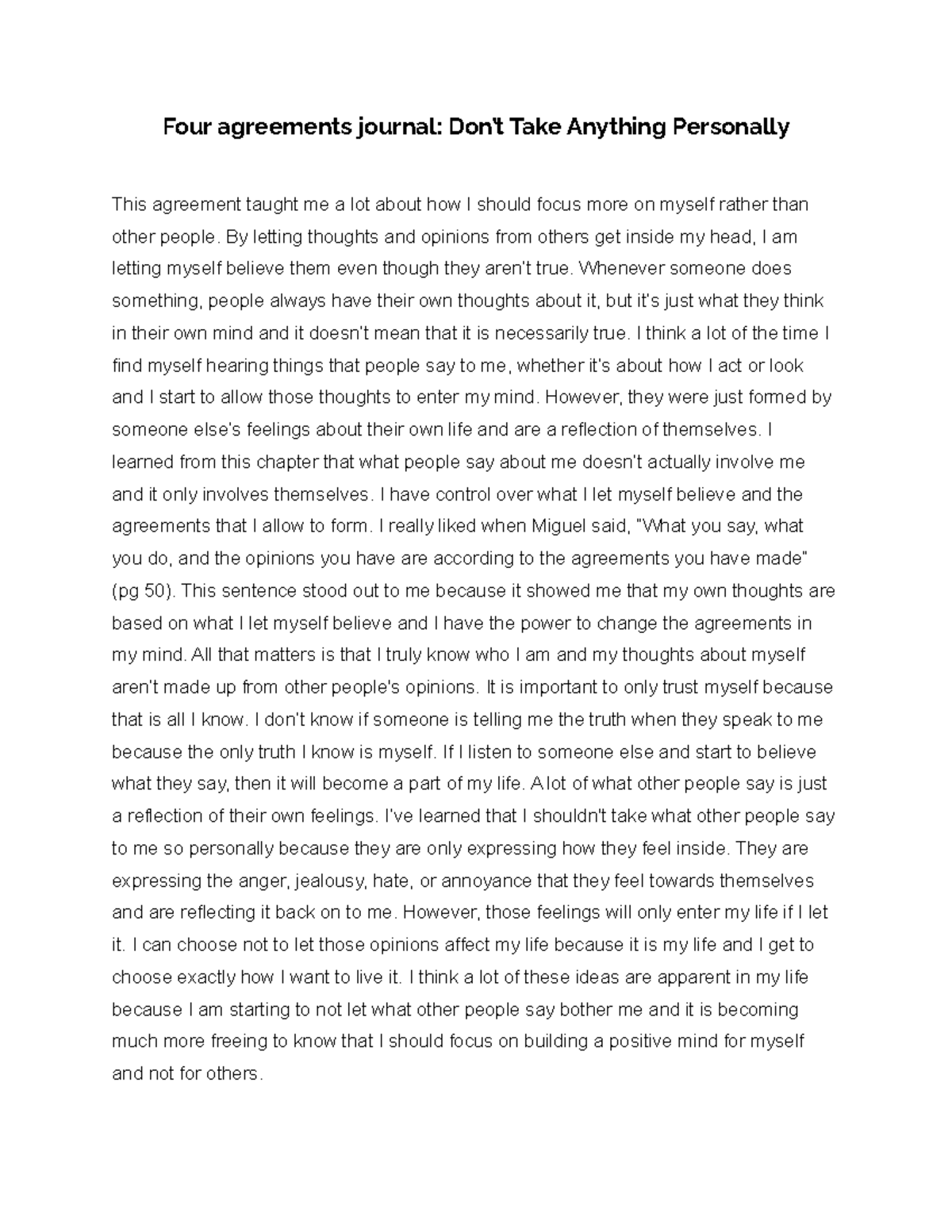 The Four Agreements by Don Miguel Ruiz - Four agreements journal: Don’t ...