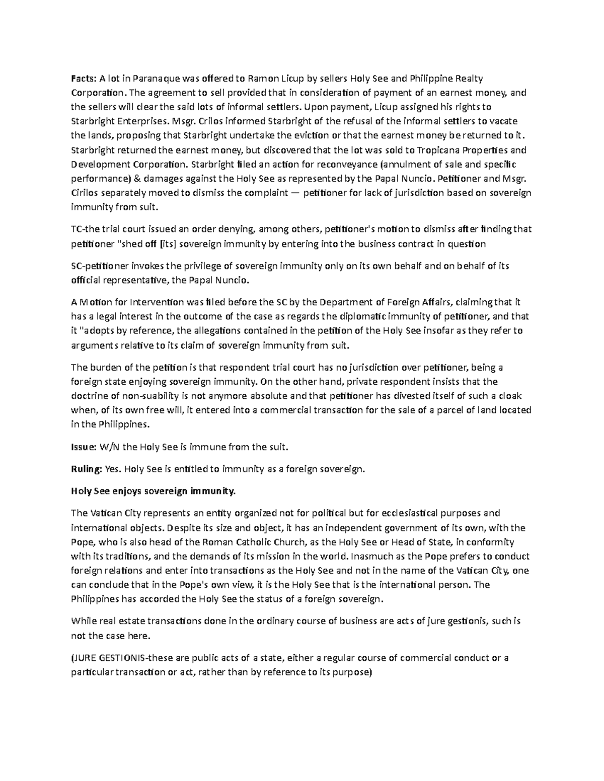 Holy see vs rosario - Holy See discussion - Facts: A lot in Paranaque ...