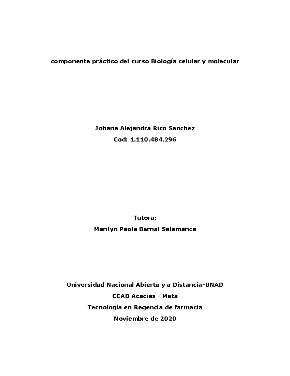 485576044 Componente Practico Biologia Celular y Molecular Johana Rico pdf - componente pr·ctico ...