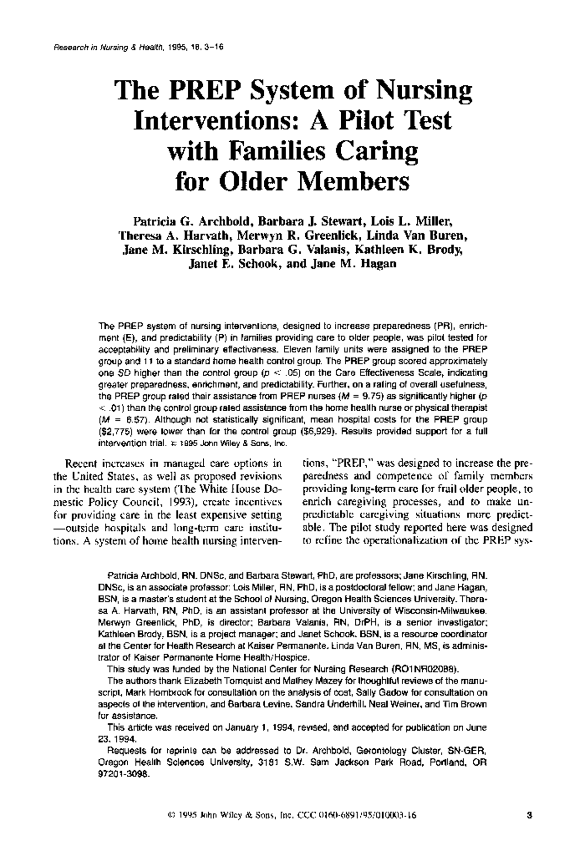 The PREP system of nursing interventions - NUR 1520C - SJRstate - Studocu