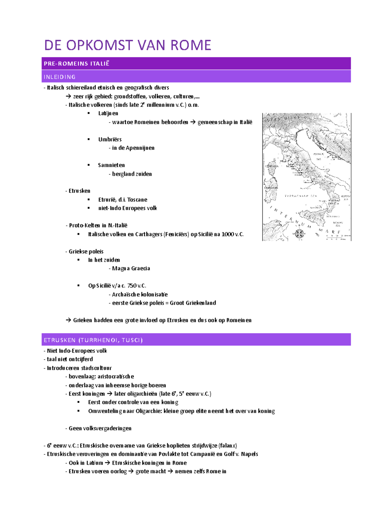 6. De opkomst van Rome - DE OPKOMST VAN ROME PRE-ROMEINS ITALIË ...