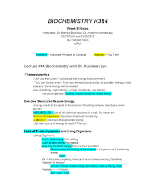 Biochemistry Exam 2 Study - Intro to Biochemistry Exam 2 Study: -By ...