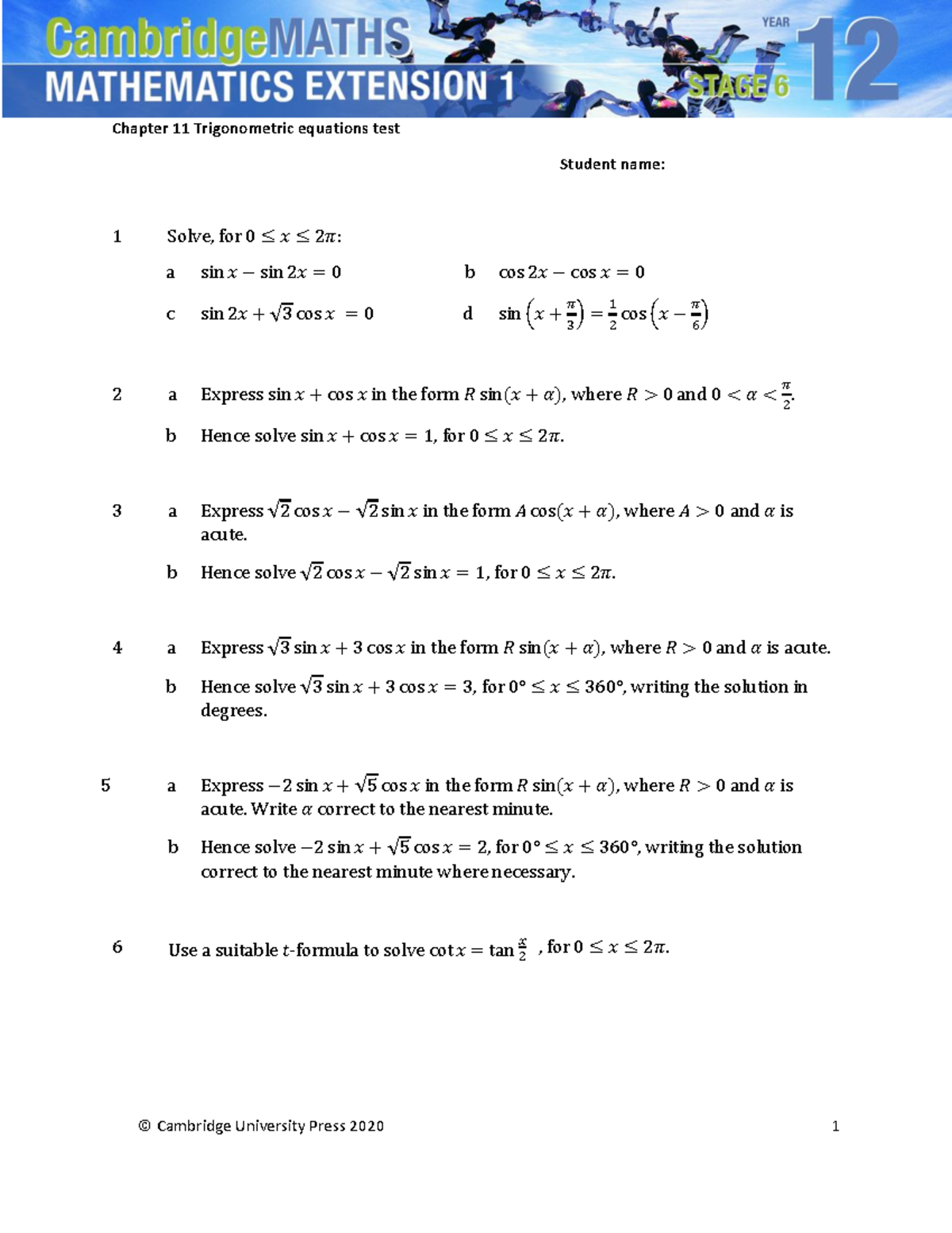 Chapter-11-maths advanced cambridge test - Chapter 11 Trigonometric ...