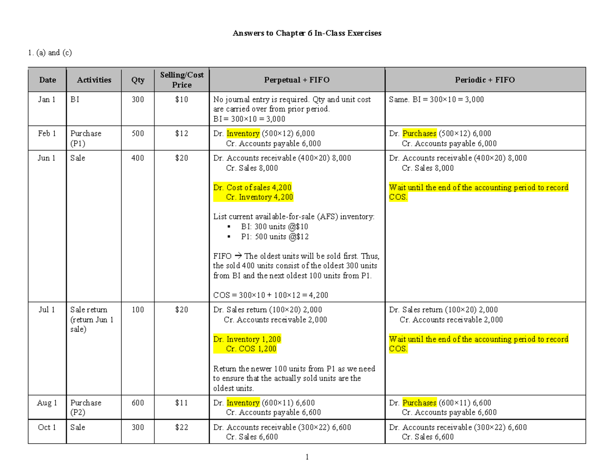 Answers to Chapter 6 In-Class Exercises - Answers to Chapter 6 In-Class ...