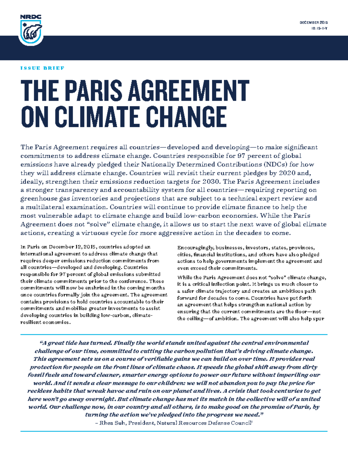 Paris Agreement-Climate Change - DECEMBER 2015 IB: 15-11-Y The Paris ...
