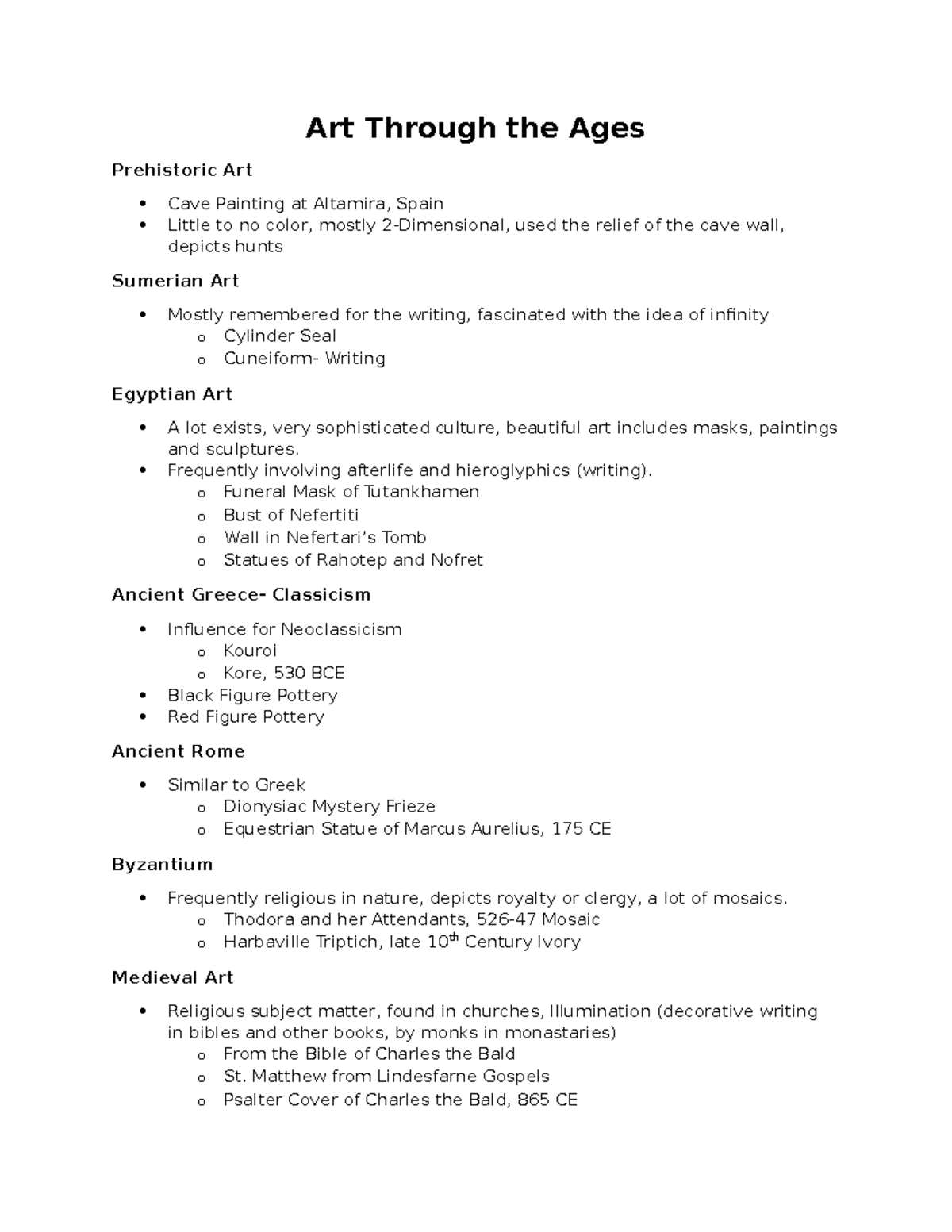 Art History Overview - Art Through the Ages Prehistoric Art Cave ...