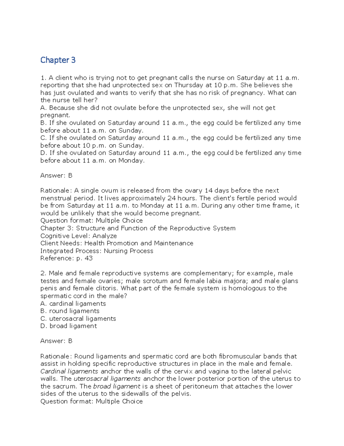 OB - Ob notes - Chapter 3 A client who is trying not to get pregnant ...